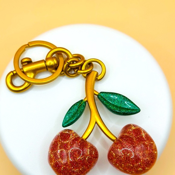 Accessories | Gold And Red Cherry Keychain | Poshmark